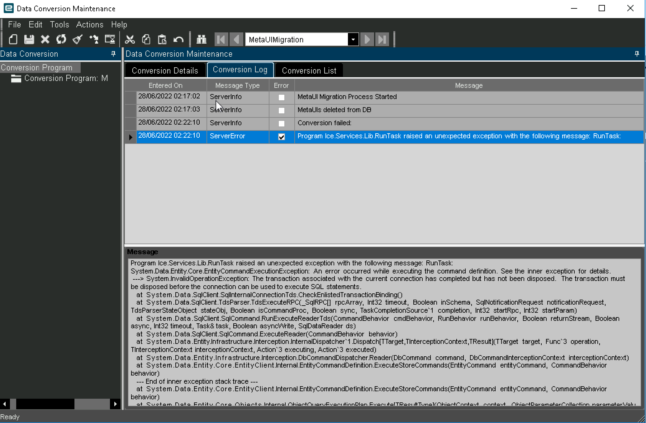 Migration error MetaUIMigration - Kinetic ERP - Epicor User Help Forum