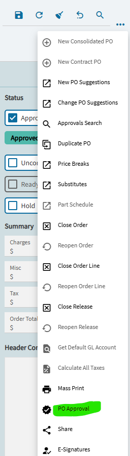 Adding an Option to Open PO approval to overflow Menu - Kinetic ERP ...