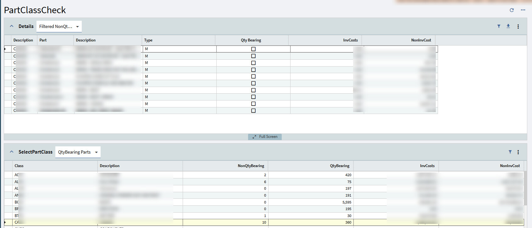 Mismatch between Stock Status report and accounting for a Part Class ...