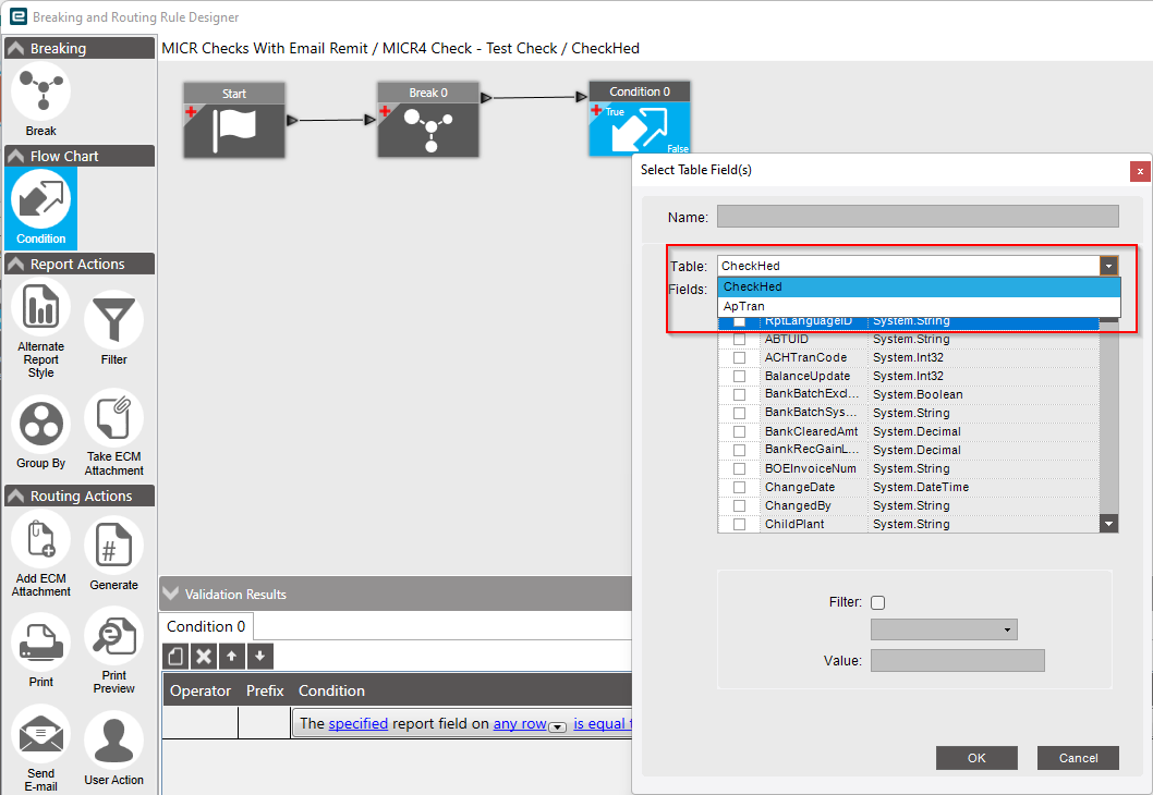 Add Table to APCheck RDD-Can't See Table in Report Style Decision Block - Kinetic ERP - Epicor ...