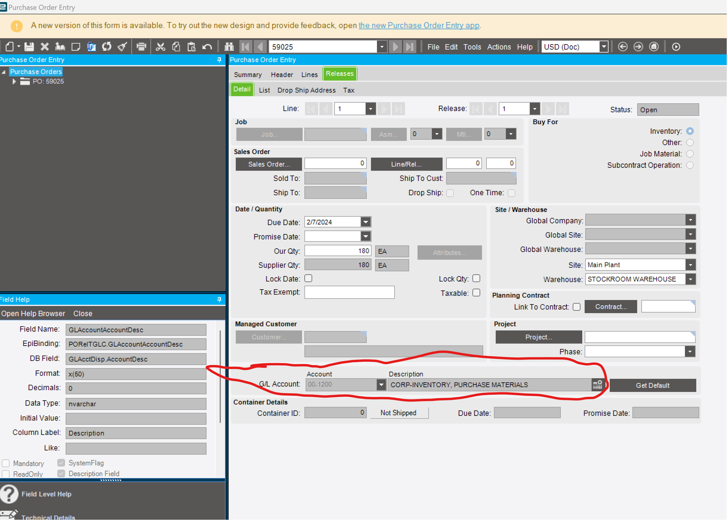 Purchase Order Accounting Entries
