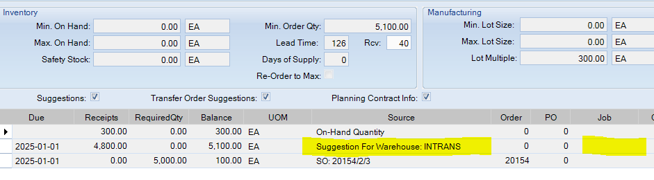 Mfg item (not purchased) showing PO suggestion not job - Epicor ERP 10 ...