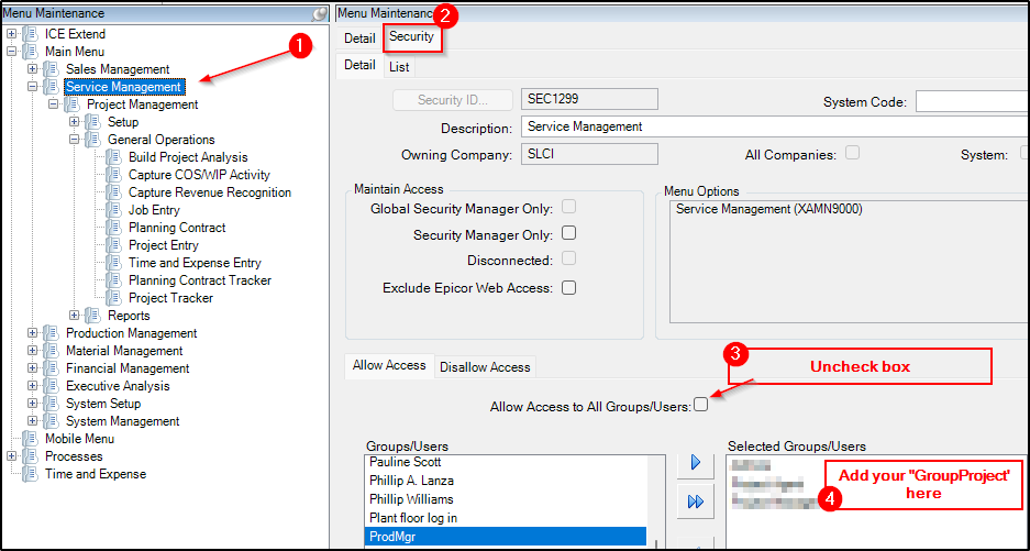Security, Groups, Users & Menu access - Epicor ERP 10 - Epicor User Help Forum