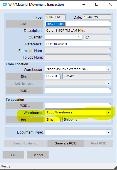 Material Request Queue - Default 'To Warehouse' - Epicor ERP 10 - Epicor User Help Forum
