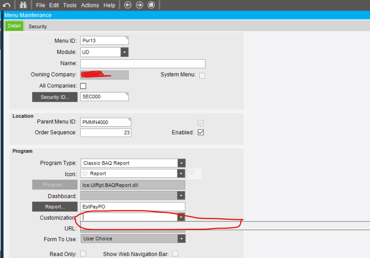 Customization field of BAQ Report in Menu maintenance - Kinetic ERP - Epicor User Help Forum