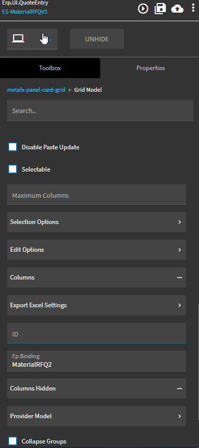 Panel Card Grid not showing results - Kinetic ERP - Epicor User Help Forum