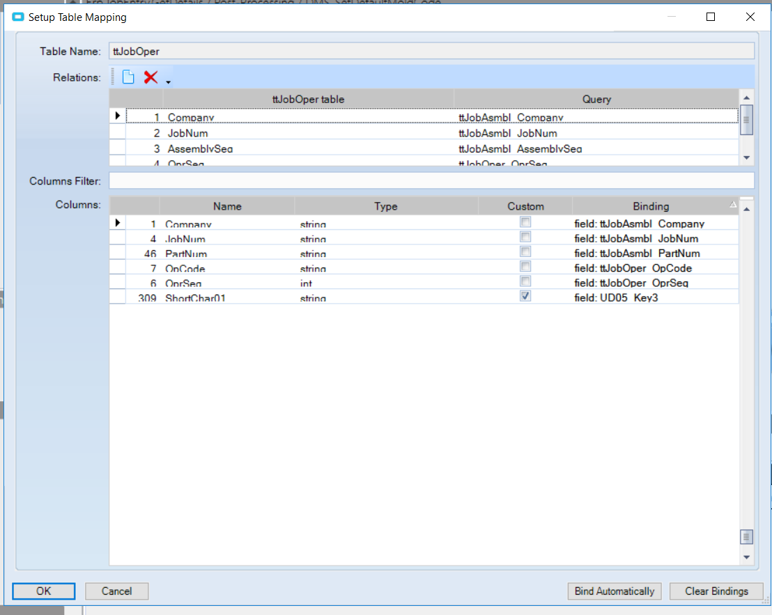 How to default value in all JobOper with OpCode = "INJ" when executing ...