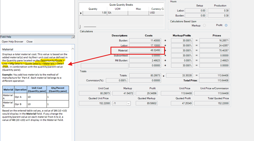 Quote Entry Worksheet Computation - Kinetic ERP - Epicor User Help Forum
