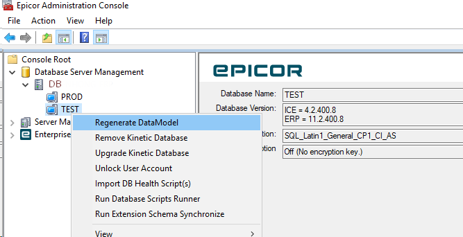 Where is the Data Model Regen process? - Kinetic ERP - Epicor User Help ...