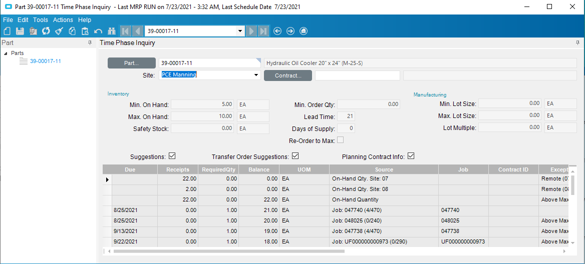 Time Phase Not Matching Part Transaction History Tracker - Epicor ERP ...