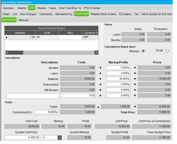Problem with Commission calculation under Quote Entry – Worksheet Tab ...