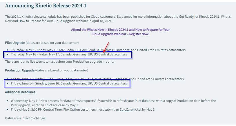 Here we go again with the cloud upgrade schedule - Kinetic ERP - Epicor ...