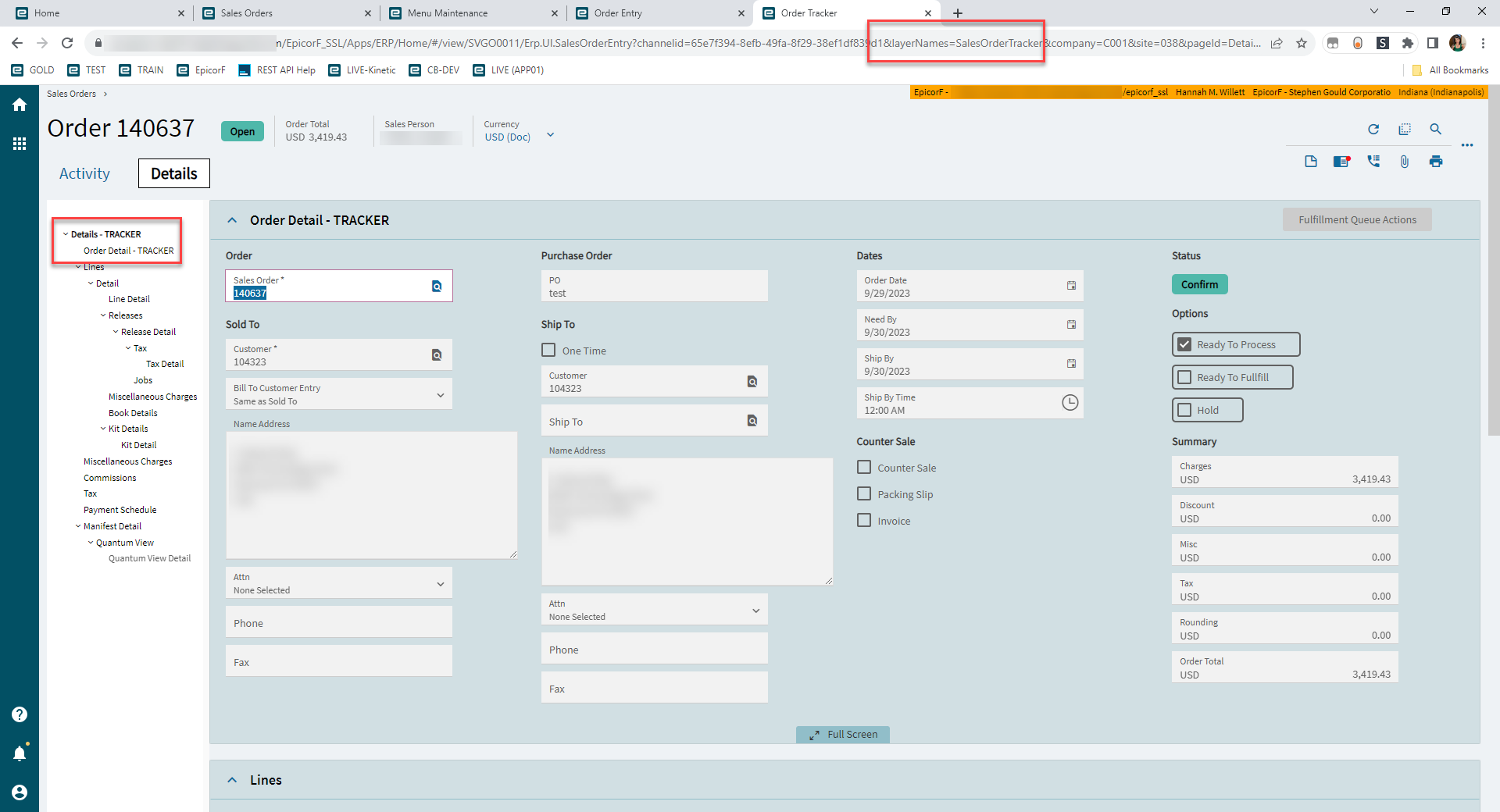 Kinetic (web) Entry vs Trackers - How to Setup to Customize Tracker - Kinetic ERP - Epicor User ...