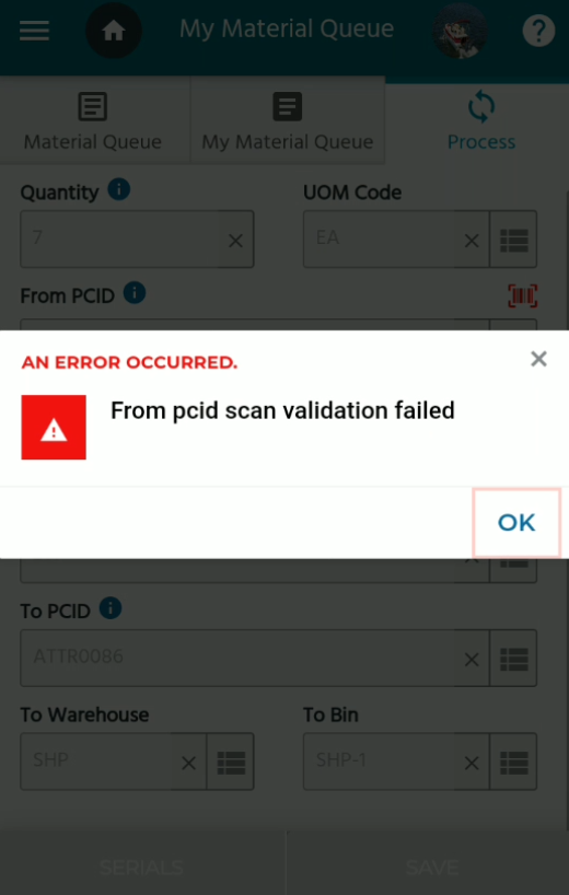 EMWW PCID Material Queue Processing Scan Validation - Kinetic ERP - Epicor User Help Forum