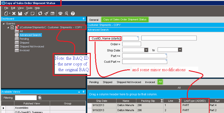 Sales Order Shipment Status Dashboard Customization - Epicor ERP 10 ...