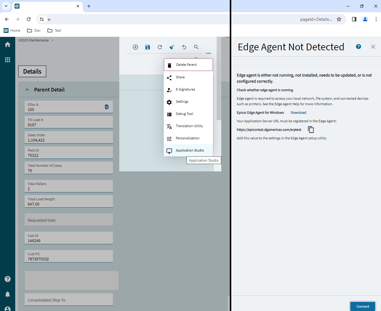 Trouble Opening Application Studio in web browser: "Edge Agent Not Detected" Error - Kinetic ERP ...