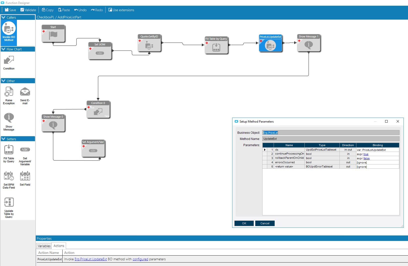 Epicor Function UpdateExt: Updating PLPartBrk table from QuoteQty ...