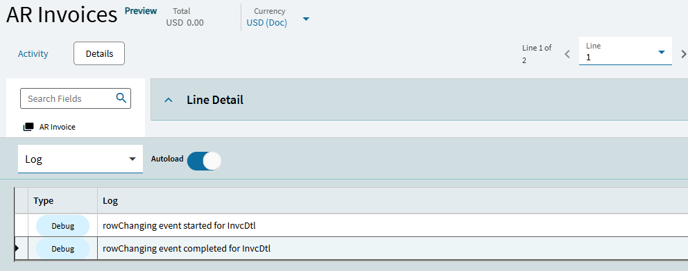 Detect line change in AR invoice entry appication studio - Kinetic ERP ...