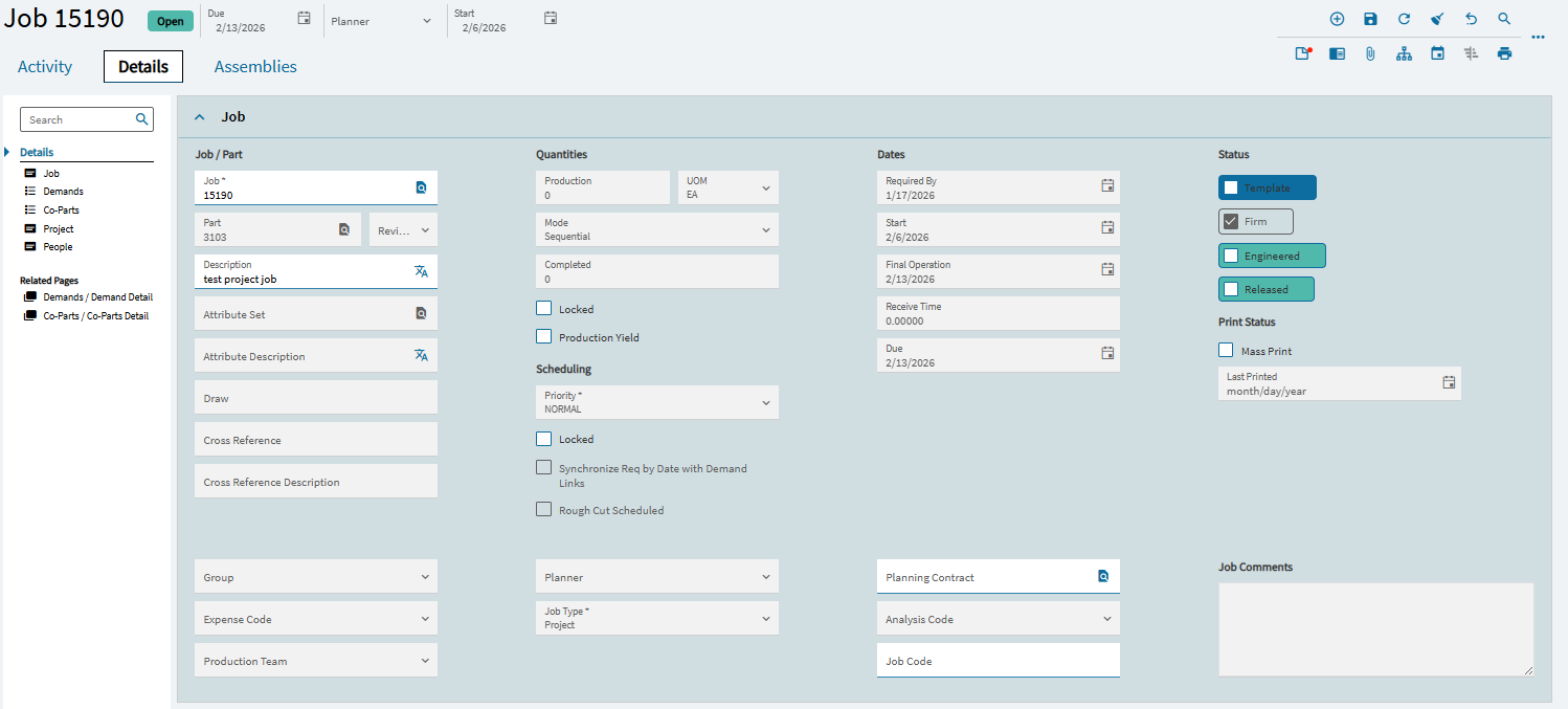 Modify project job required by date - Kinetic ERP - Epicor User Help Forum