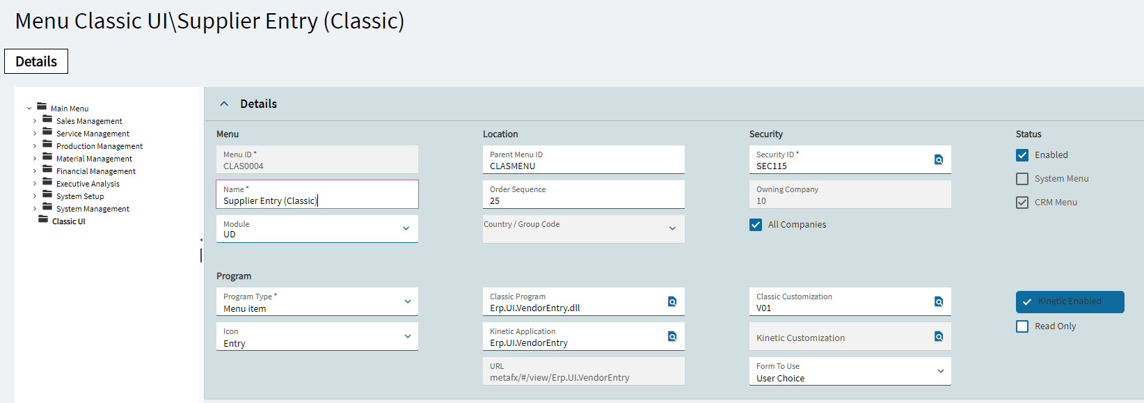 Menu Erp.UI.VendorEntry cannot be launched in the browser - Kinetic ERP ...