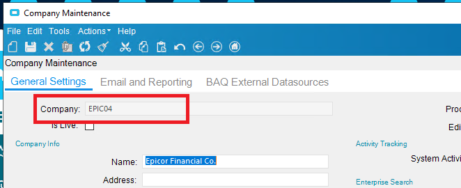 Company ID - Epicor ERP 10 - Epicor User Help Forum