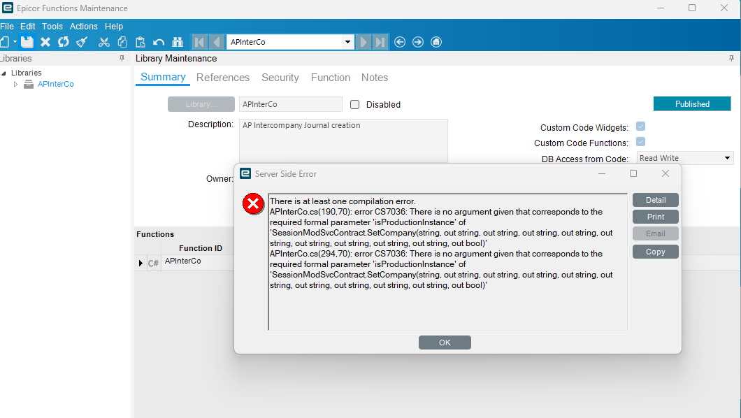 Kinetic Function SessionModSvcContract error - Kinetic ERP - Epicor User Help Forum