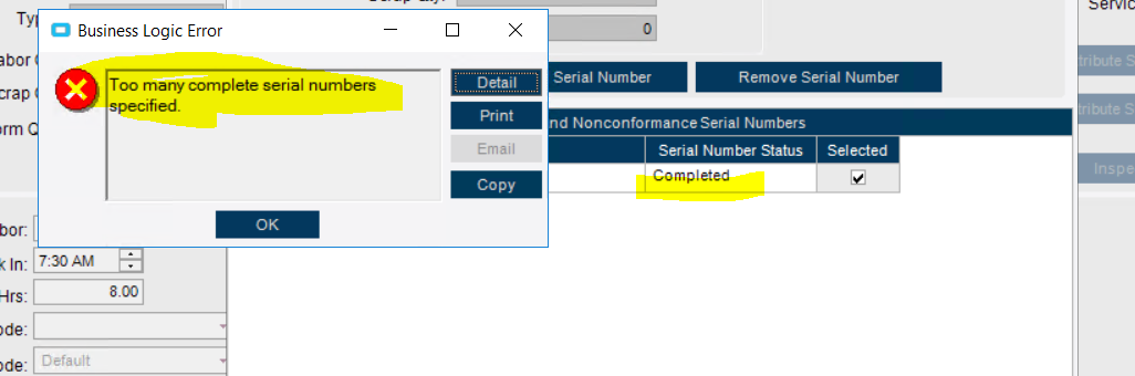 Time n Expense Error For Serial Number - Epicor ERP 10 - Epicor User ...
