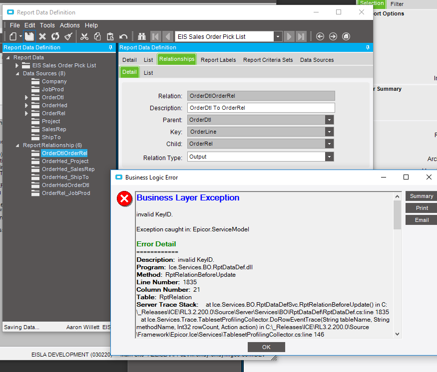 Custom SSRS Report: Run Task: Value cannot be null - Epicor ERP 10 - Epicor User Help Forum