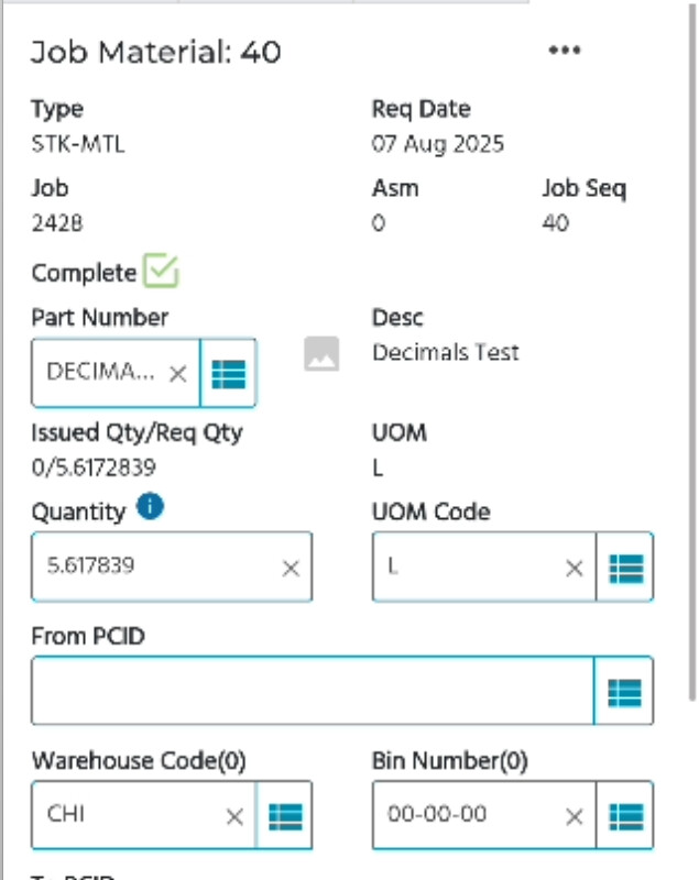 EKW - issue materials - Kinetic ERP - Epicor User Help Forum