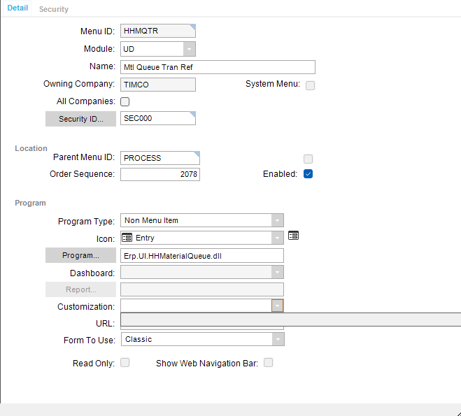 Issues adding Customization to HH menu item - Kinetic ERP - Epicor User ...
