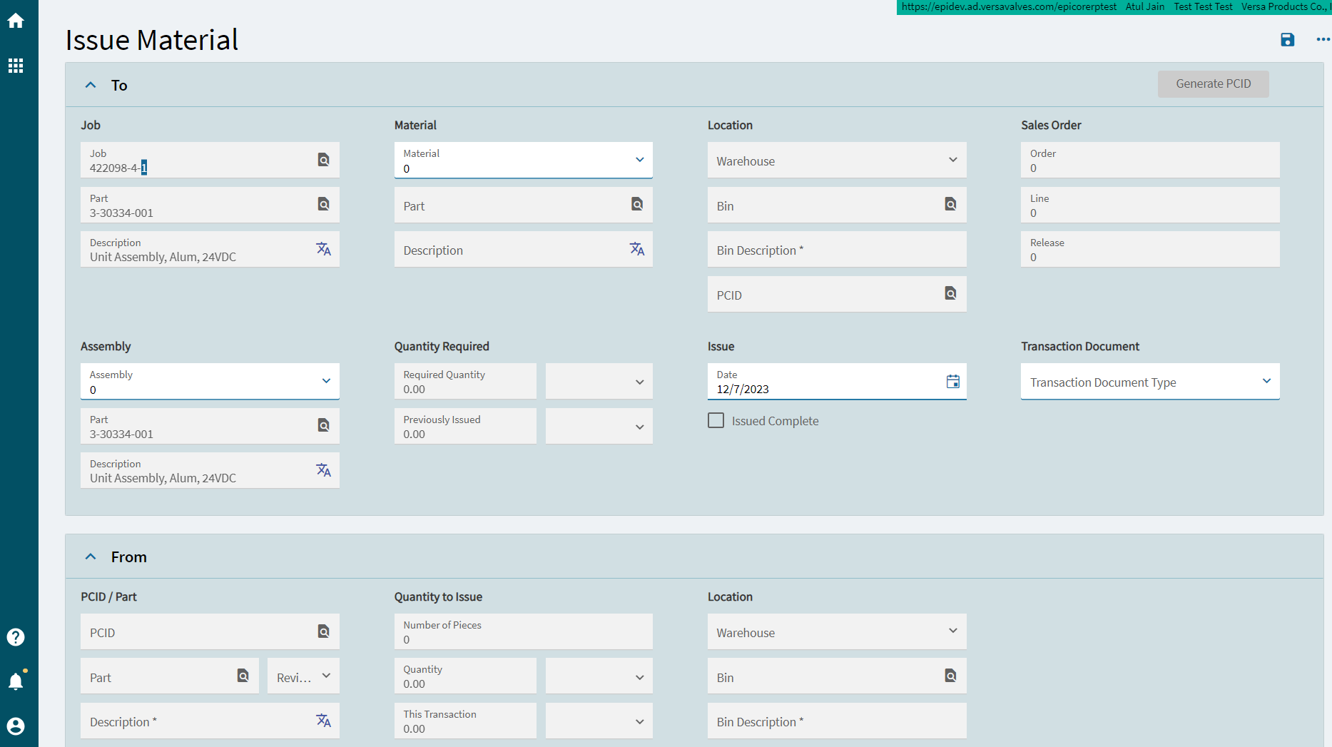 How to define tab action on Issue Material Screen using barcode scanner - Kinetic ERP - Epicor ...