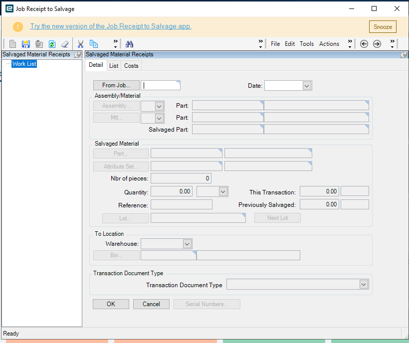 Process to deconstruct an assembly - Kinetic ERP - Epicor User Help Forum