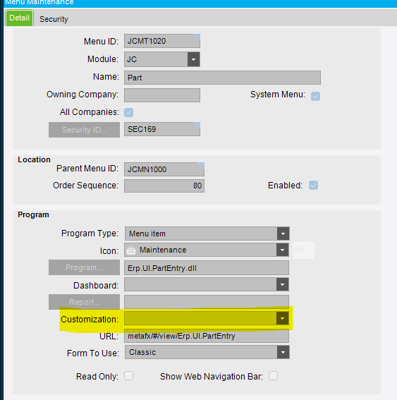 Hide Menu in Menu Maintenance - Epicor ERP 10 - Epicor User Help Forum